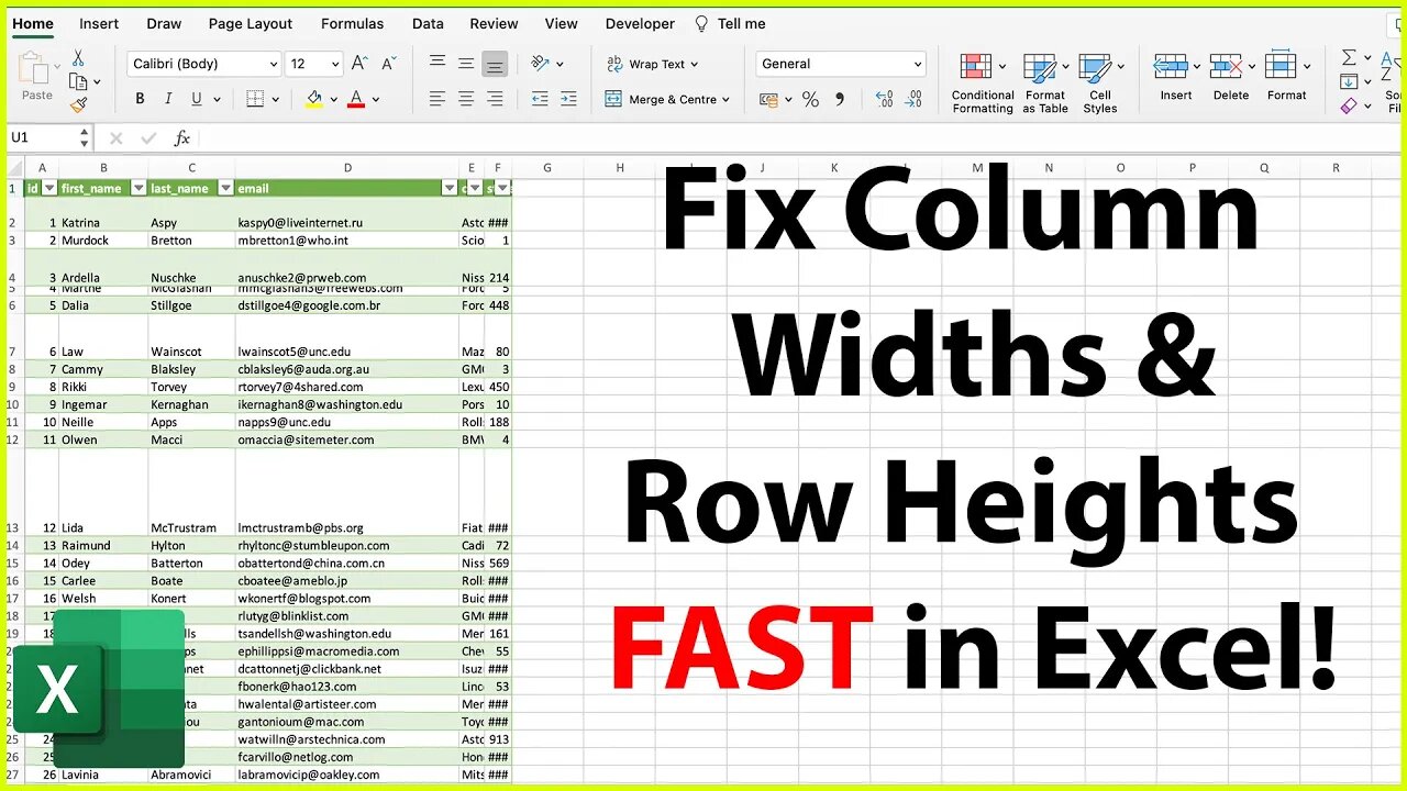 Fix Column Widths And Row Heights FAST In Excel