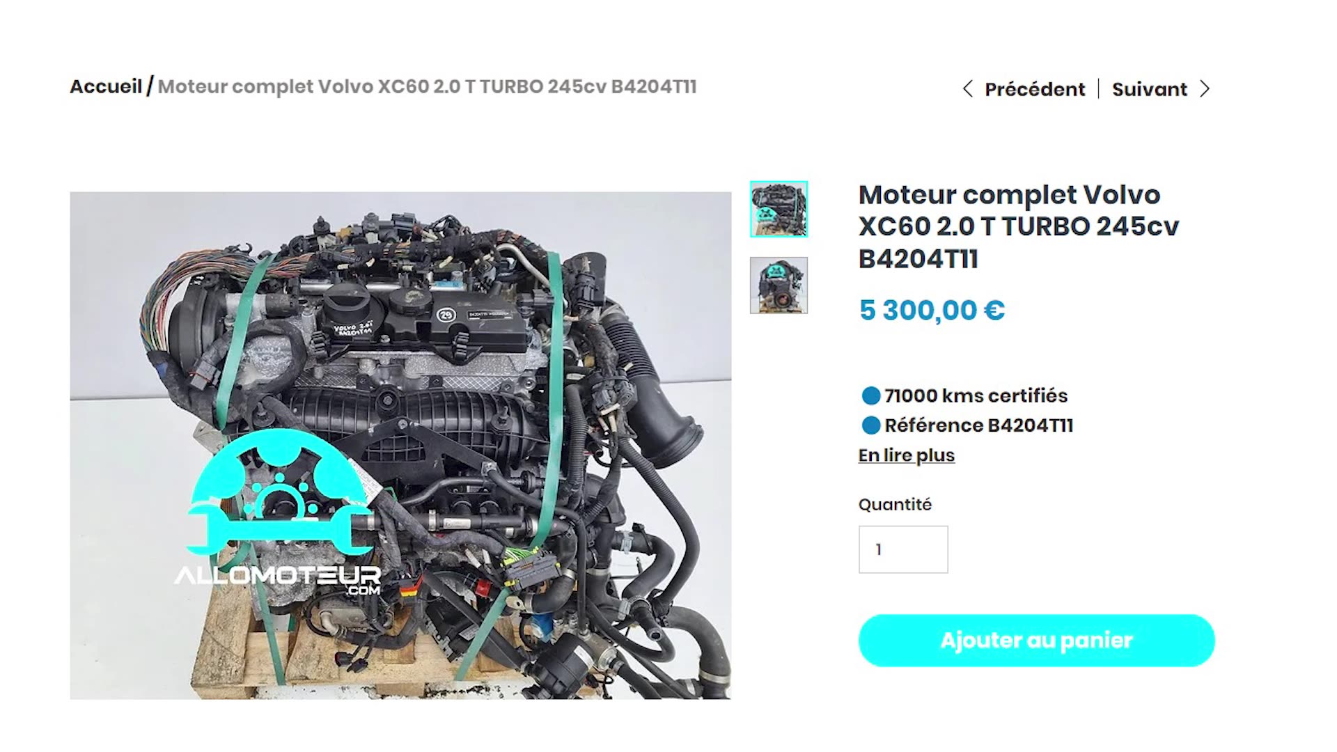 Moteur Complet Volvo Xc T Turbo Cv B T
