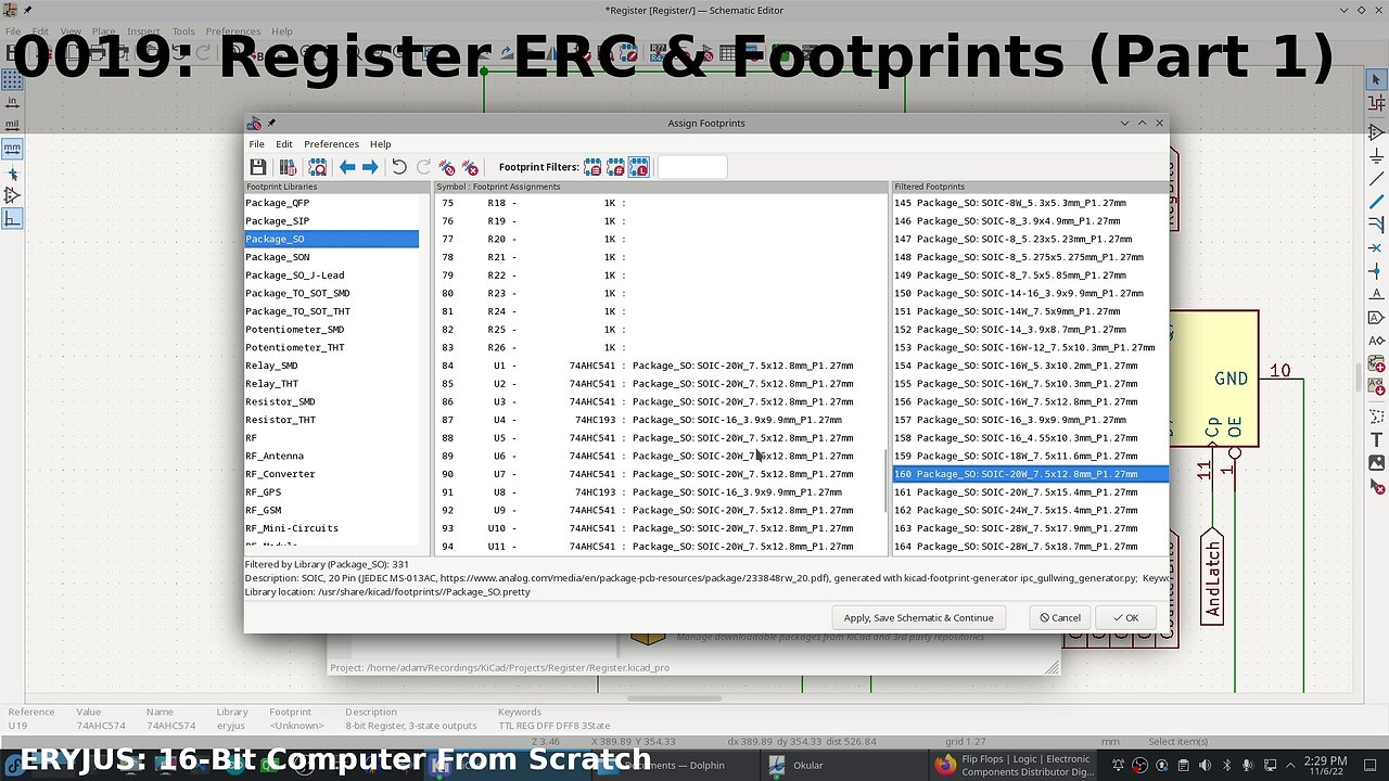 0019 Kicad Register Checks And Footprints Part I 16 Bit Computer