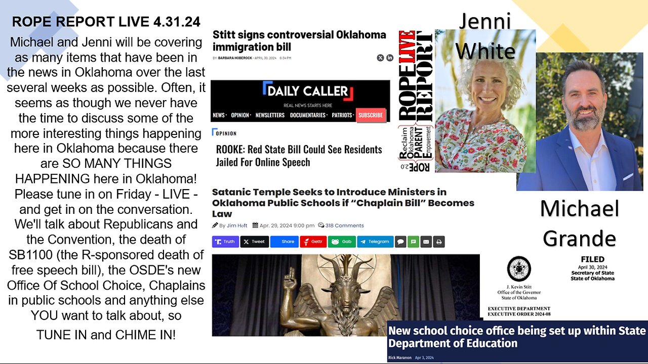 Michael and Jenni Report and Rave About Oklahoma News and Legislation ...