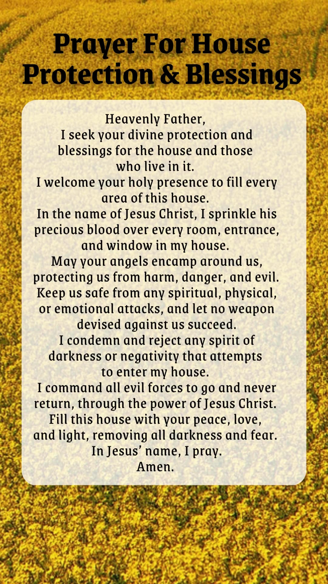 House Protection And Blessings Prayer