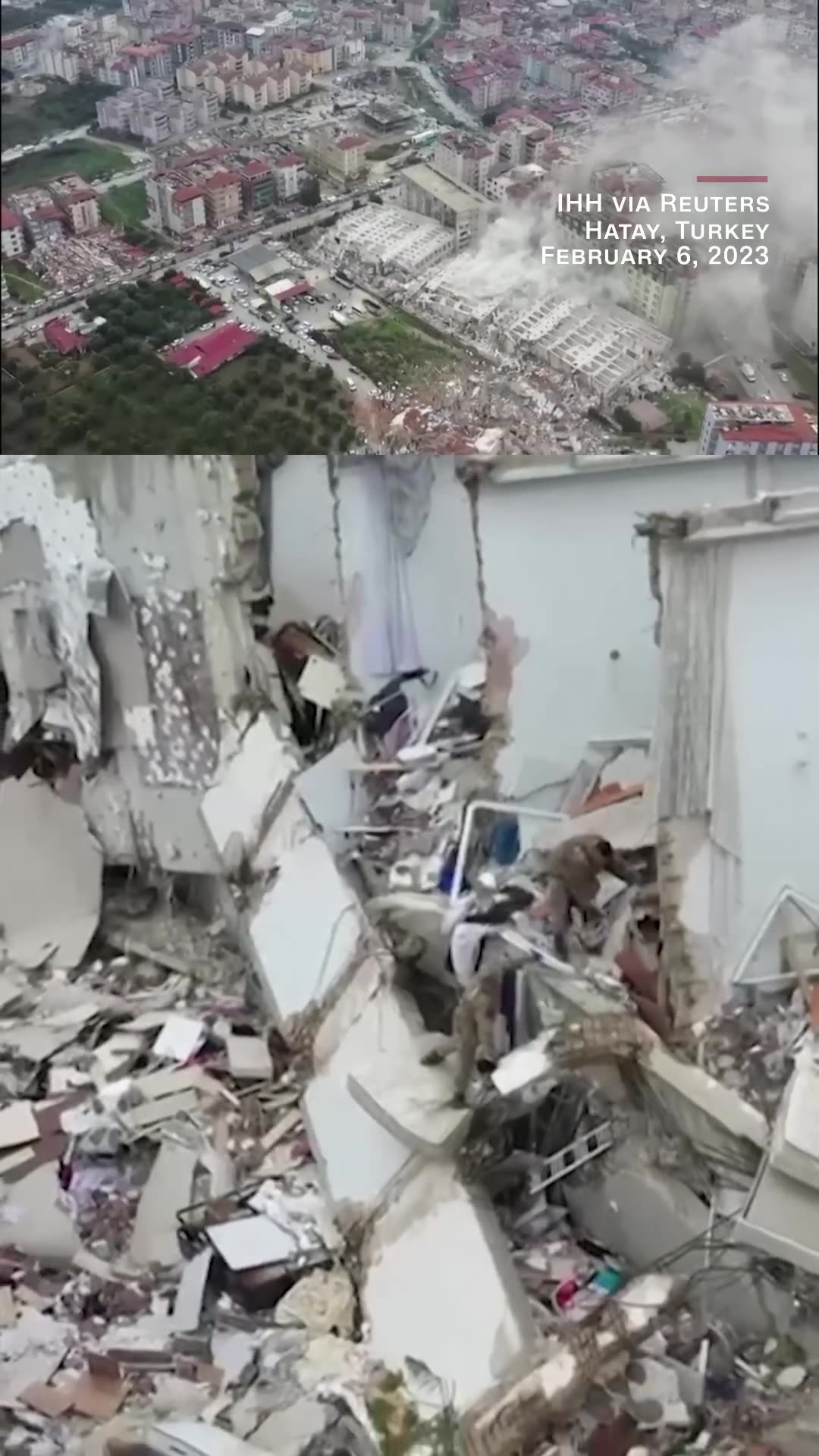 Drone footage shows massive destruction after earthquake in Turkey