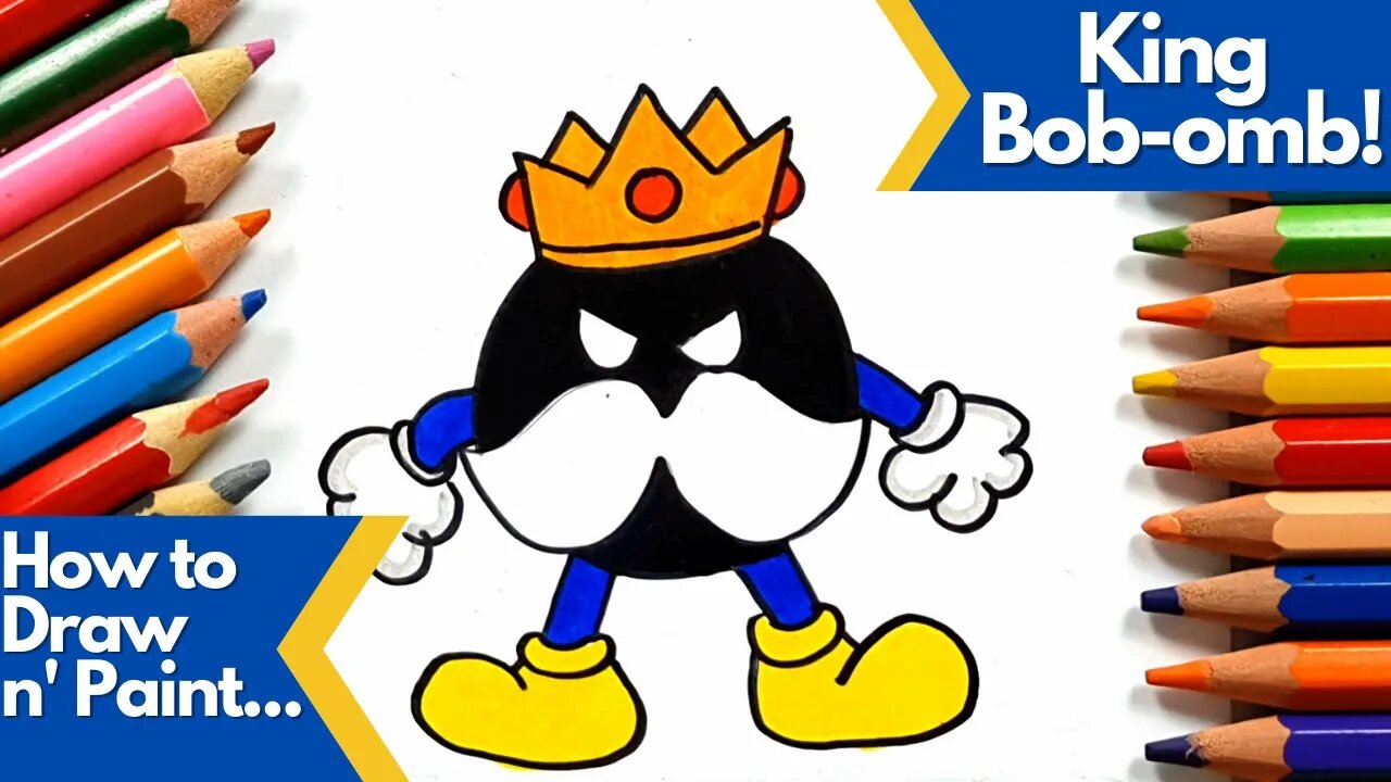 How to draw and paint King Bob-omb from Super Mario