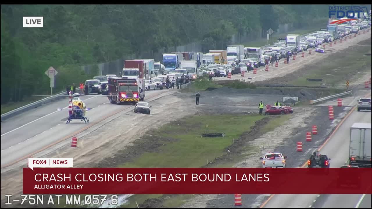 Traffic crash on I-75 closes all southbound lanes