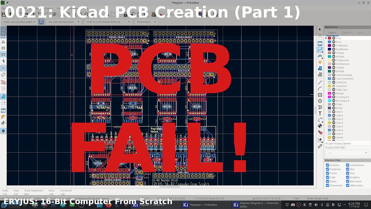 0021 Kicad Register Pcb Layout Part I 16 Bit Computer From Scratch