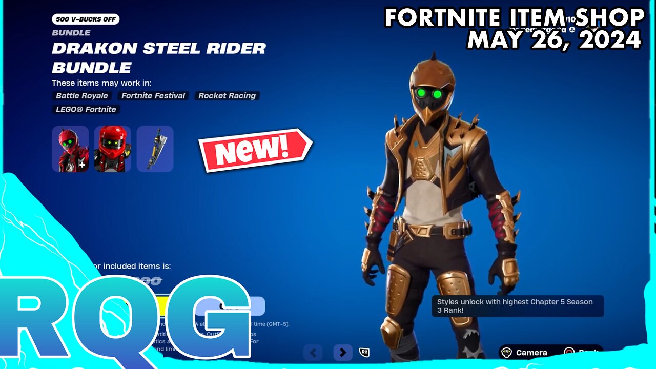"NEW" DRAKON STEEL RIDER RANKED SKIN IS HERE! FORTNITE ITEM SHOP (May ...