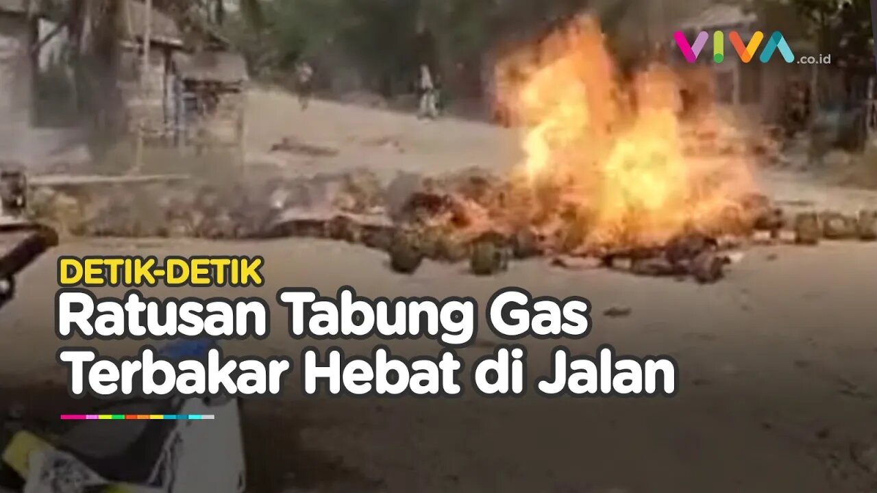 NGERI! Ratusan Tabung Gas pada Bak Truk Berkobar, Ini Pemicunya