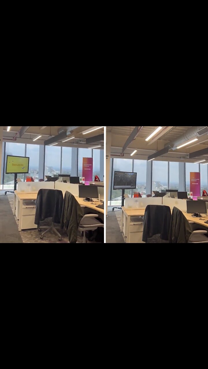 Earthquake shakes office building in horrific footage