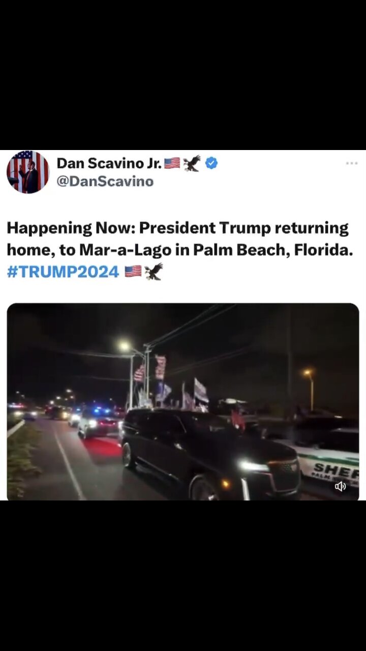 TRUMP ️🇺🇸🥇MOTORCADE 🤍🇺🇸🪽🚓🚙🛻🚙EN ROUTE TO MAR-A-LAGO💙🇺🇸🏅🏰🚔🛻🚐🚑⭐️