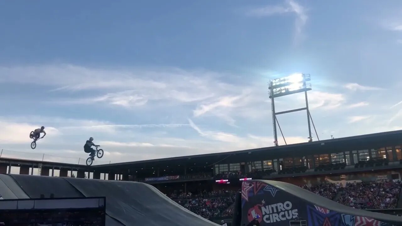 Nitro Circus Mega Ramp Multiple Tricks and Riders at Once BMX Tricks # ...