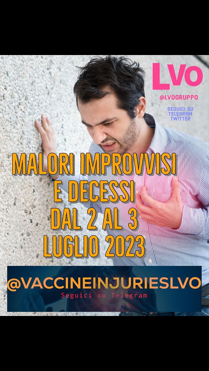 Malori improvvisi e decessi dal 2 al 3 Luglio 2023🔴