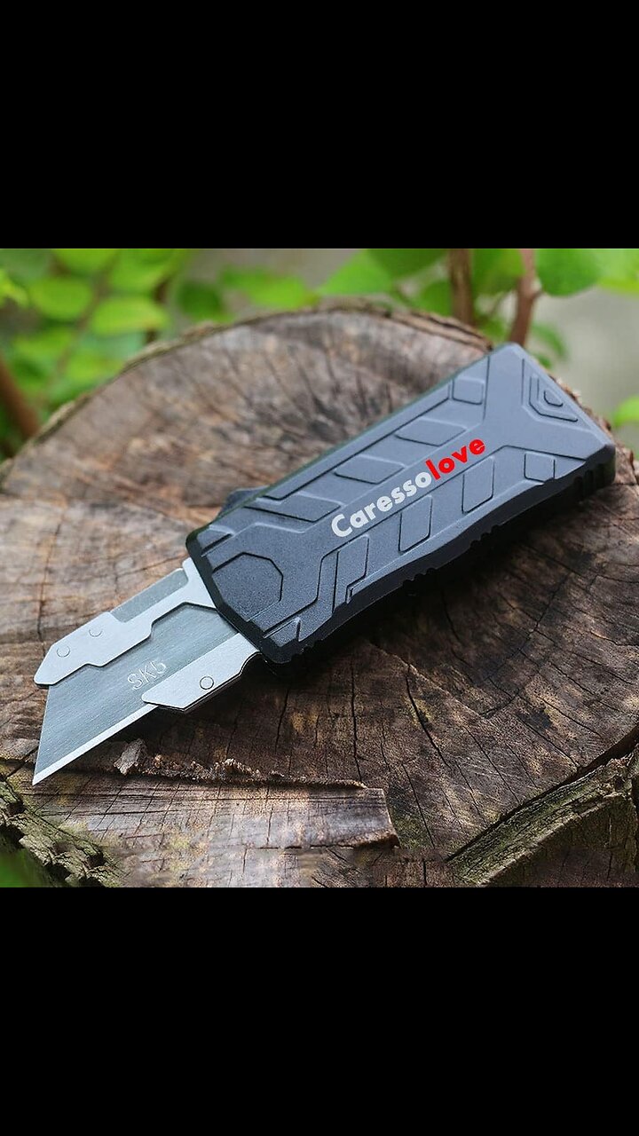 Auto Retractable Box Cutter, Replaceable Safety Blade EDC Pocket Knife ...