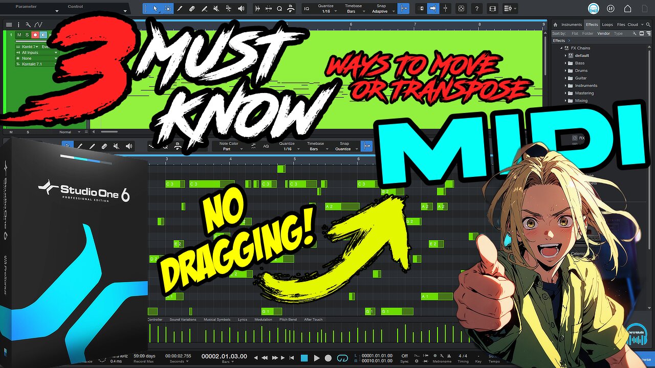 STUDIO ONE 6 - 3 MUST KNOW Ways to Move/Transpose MIDI 🔥 FASTER Than ... STUDIO ONE 6 - 3 MUST KNOW Ways to Move/Transpose MIDI 🔥 FASTER Than ...