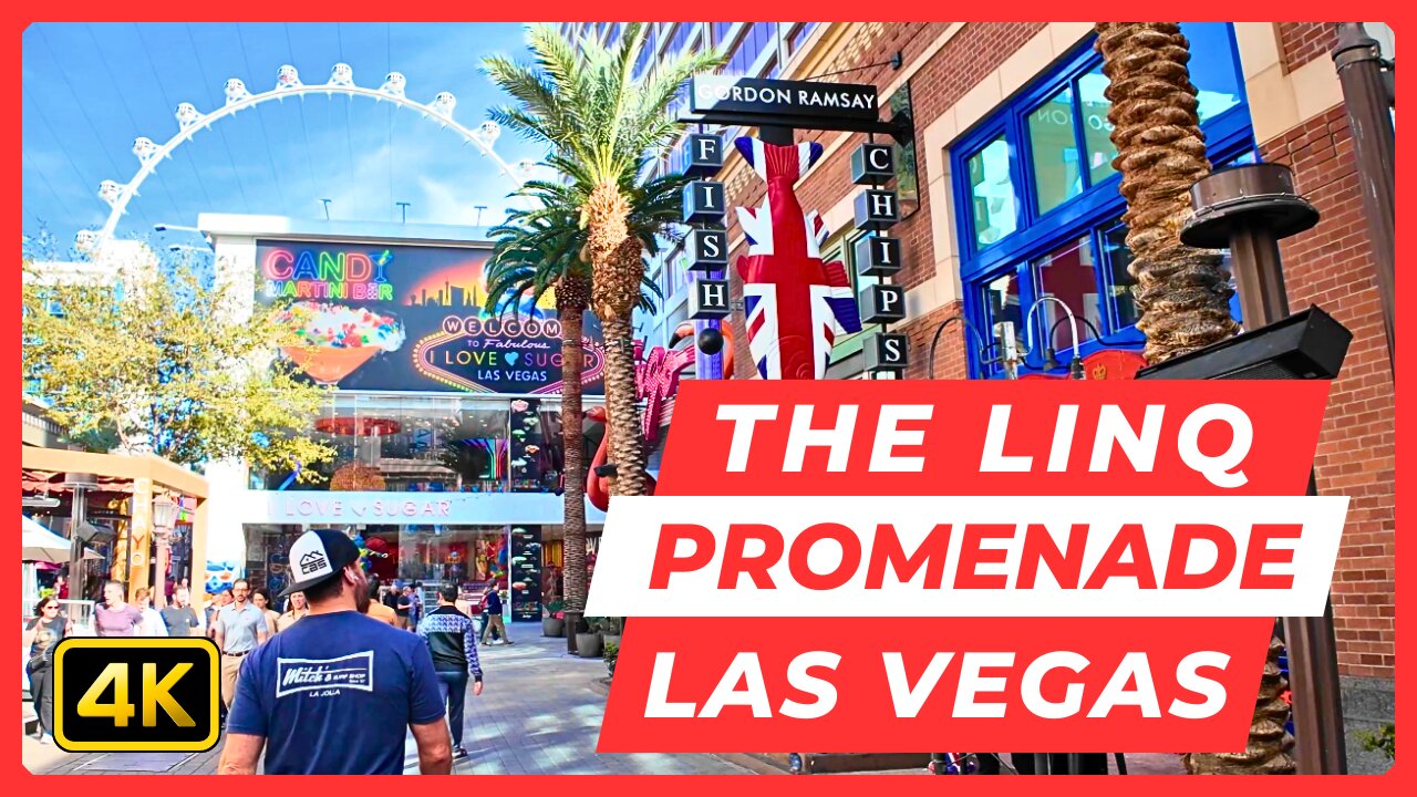 The LINQ Promenade Las Vegas Strip Walking Tour POV 4K | Las Vegas ...