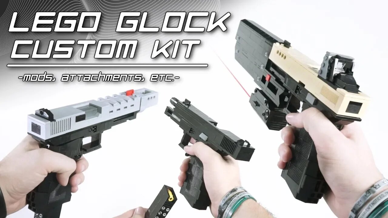 LEGO Glock Custom Kit (G17, G18C, Drum Mag, Suppressors, Laser, Red Dot ...