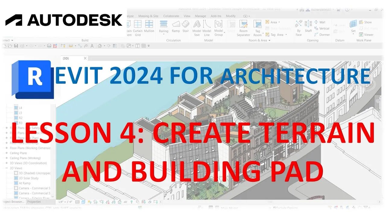 REVIT 2024 FOR ARCHITECTURE FOR BEGINNERS 4: CREATE TERRAIN AND ...