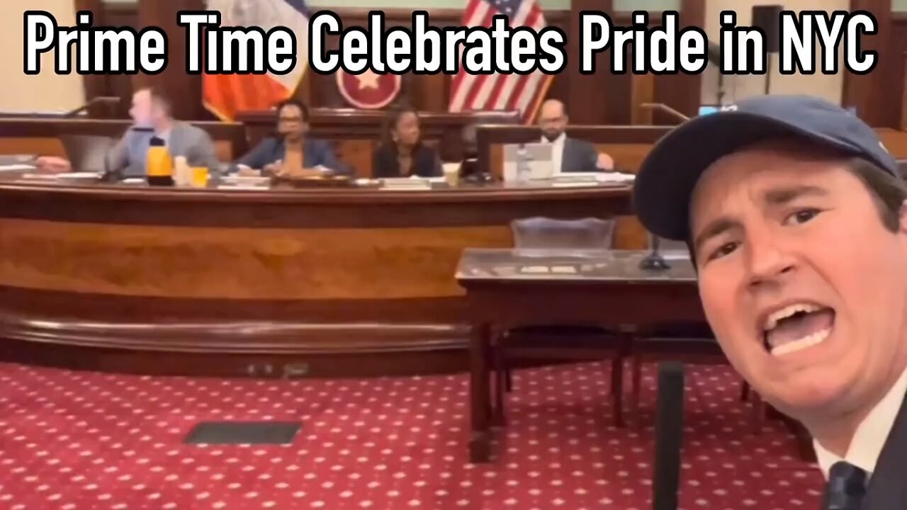 Alex Stein Celebrating Pride at City Hall in New York City