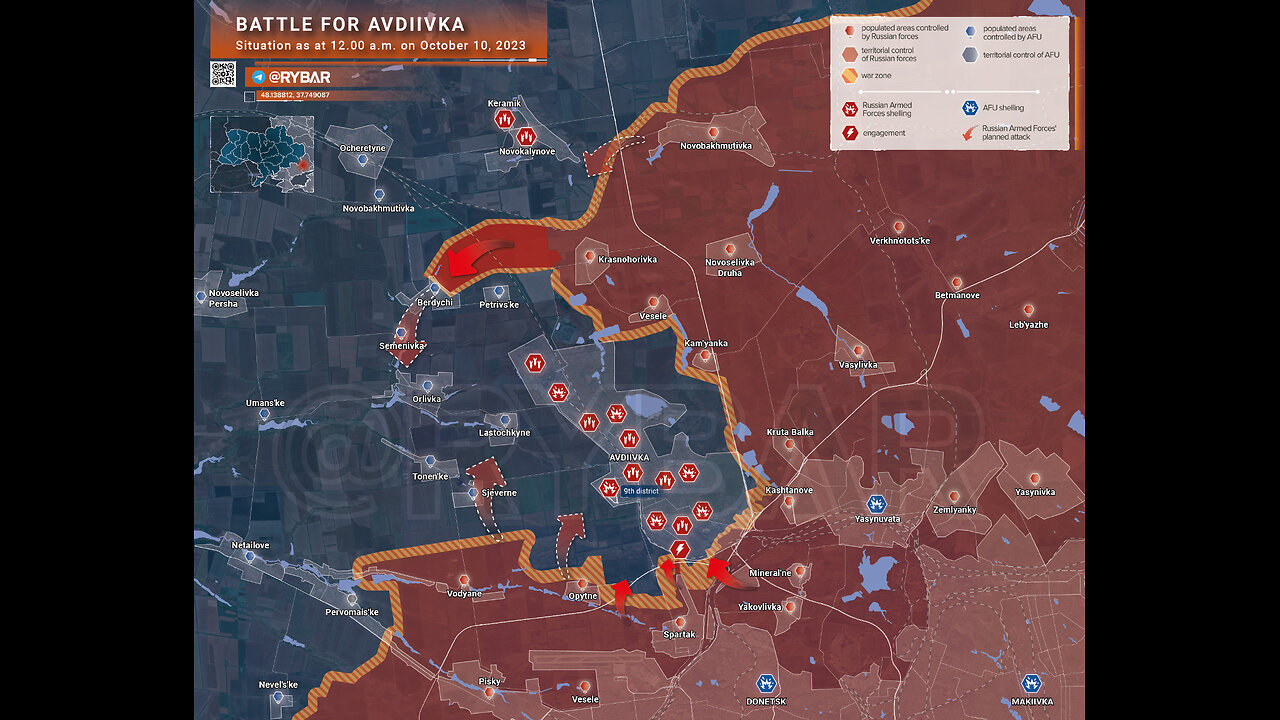 Ukraine War, Rybar Map for October 10th, 2023 Russian Forces ...