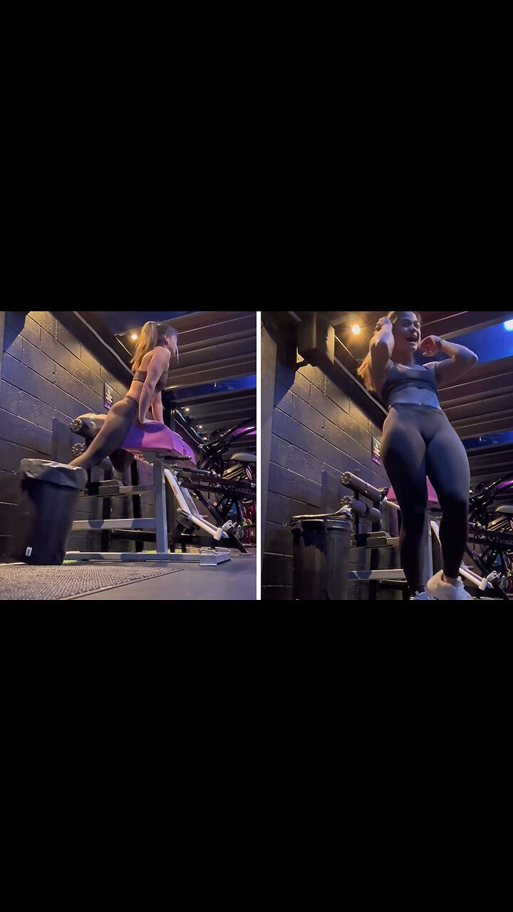Caught on camera: Girl hilariously fell into a gym bin while exercising