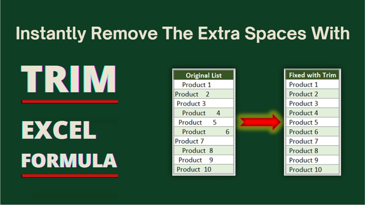 Instantly Remove The Extra Spaces With Trim Excel Formula