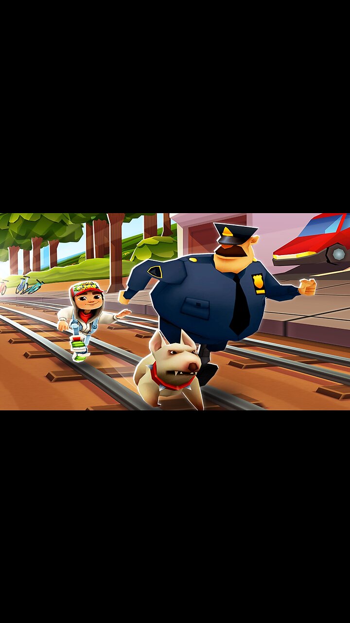 Chasing The Cop and the dog in Subway Surfer