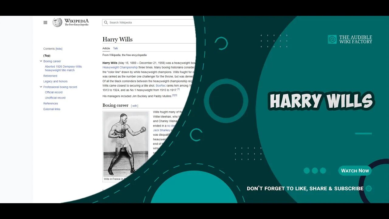 Harry Wills was a heavyweight boxer who held the World Colored ...