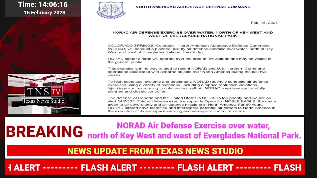 URGENT: THIRD NORAD EXERCISE OVER KEY WEST/EVERGLADES NATL PARK IN ...