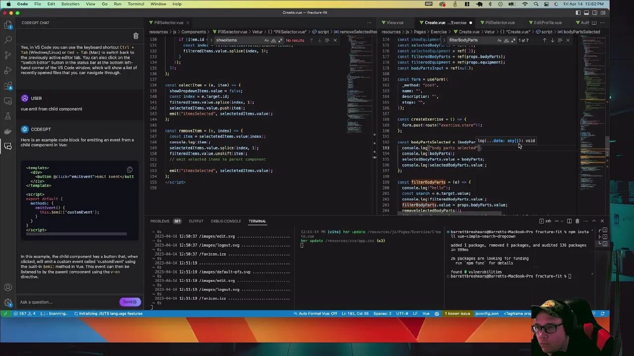 Firday Live Coding On My Lunch Break Learning Web Dev Vue Laravel Inertia Web App