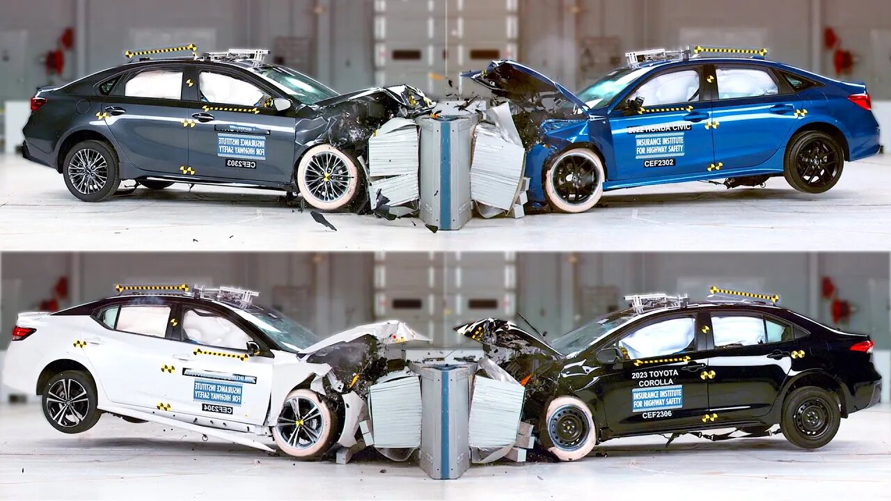 Crash Test 5 Compact Cars - Honda Civic, Toyota Corolla , Subaru ...