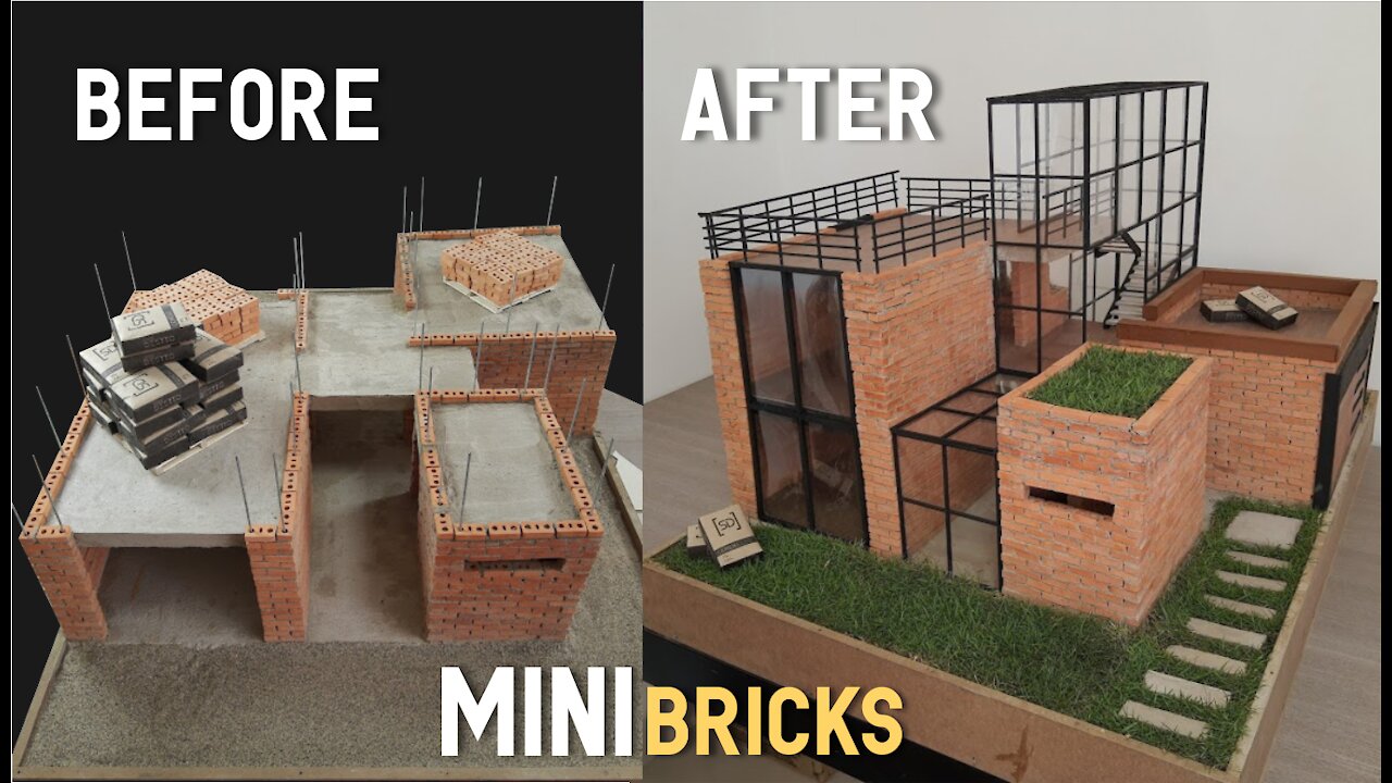 HOW TO MAKE A MINIATURE HOUSE WITH BRICKS - BRICKLAYING - MINI BRICKS ...