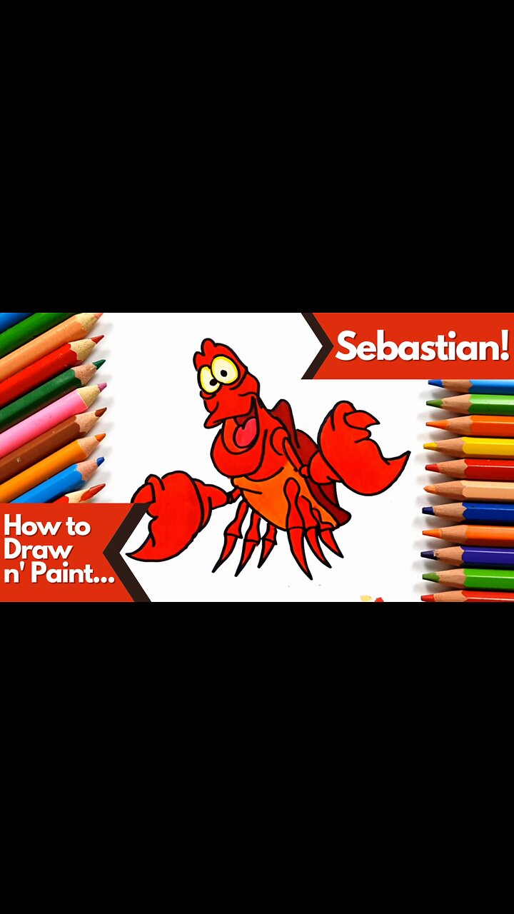 How to draw and paint Sebastian from The Little Mermaid