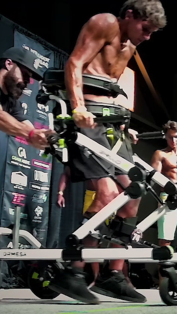 Paralyzed man standing on stage