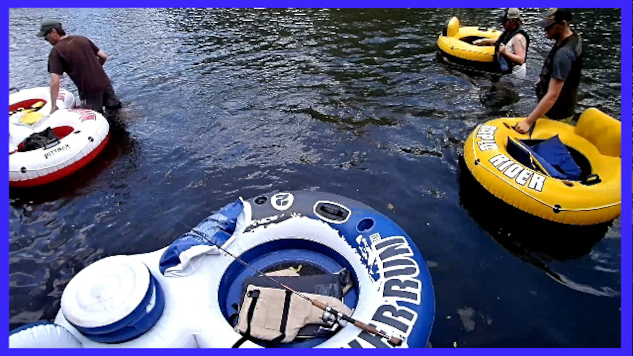 Fishing From an Inner Tube on the Schuylkill River