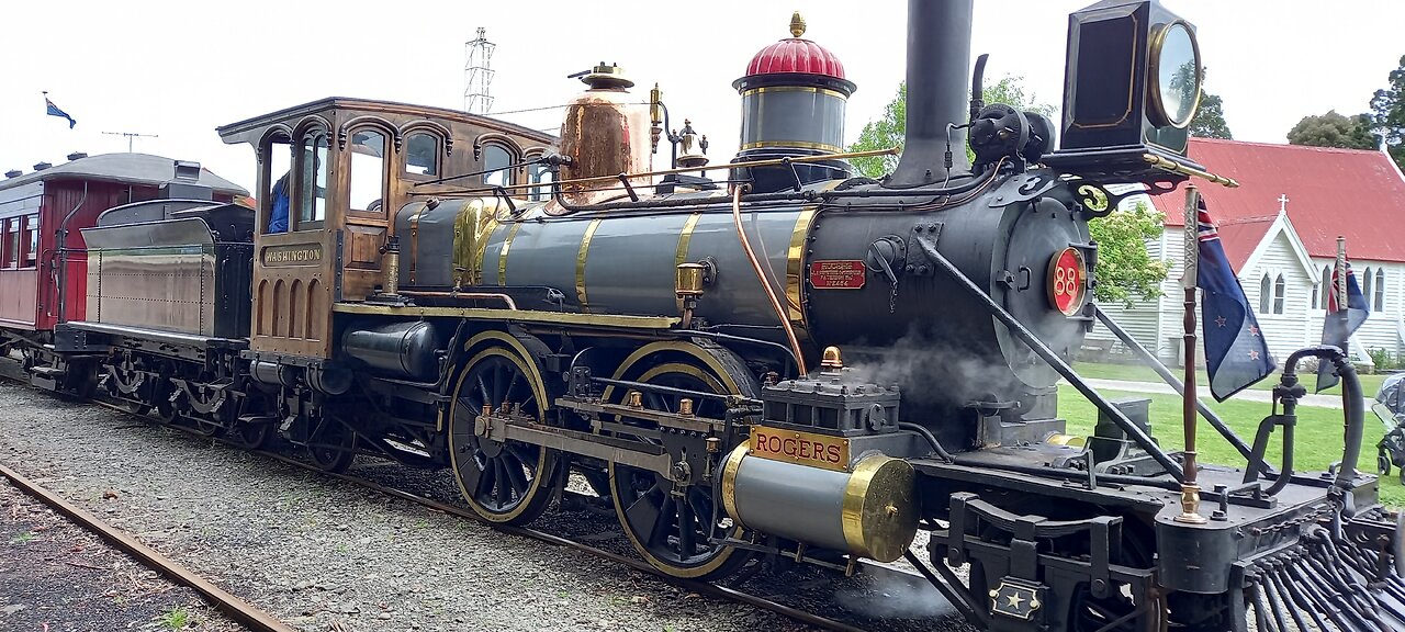 1877 steam locomotive was first American build for NZ rail roads, still ...