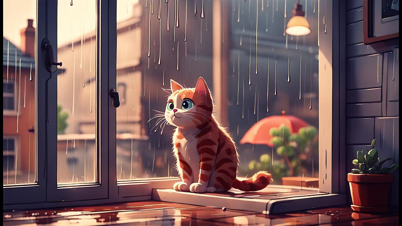 Lo-Fi cat: Relaxing beats on a Cozy rainy day| Warm and comfortable ...