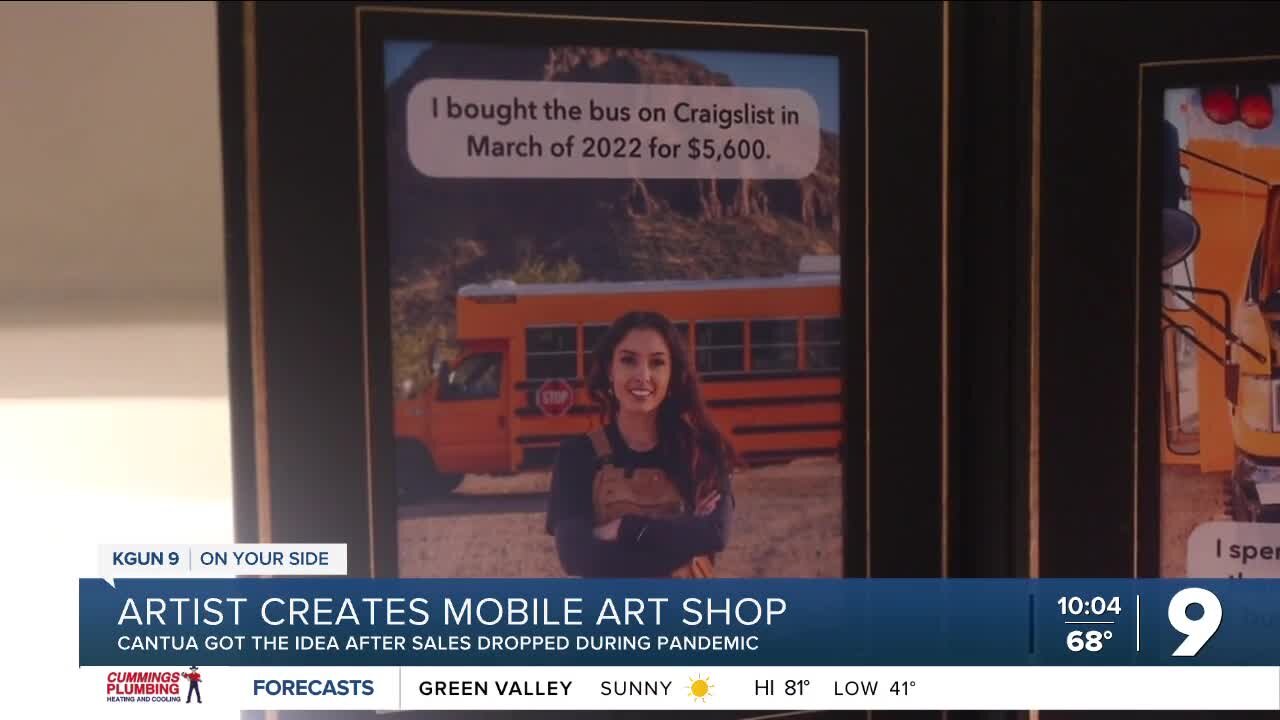 Local artist turns bus into mobile art shop