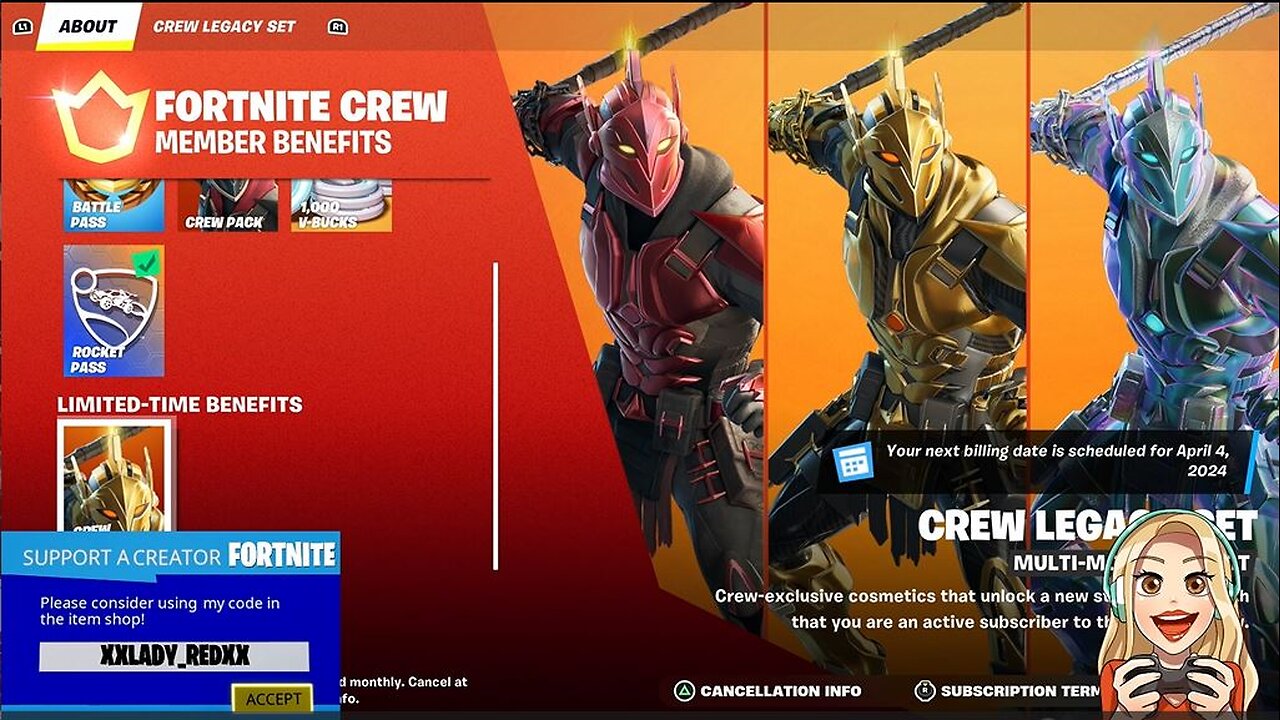 CREW PACK (APRIL 2024) | Get Ares (Outfit), Back Bling and Pickaxe-Fortnite