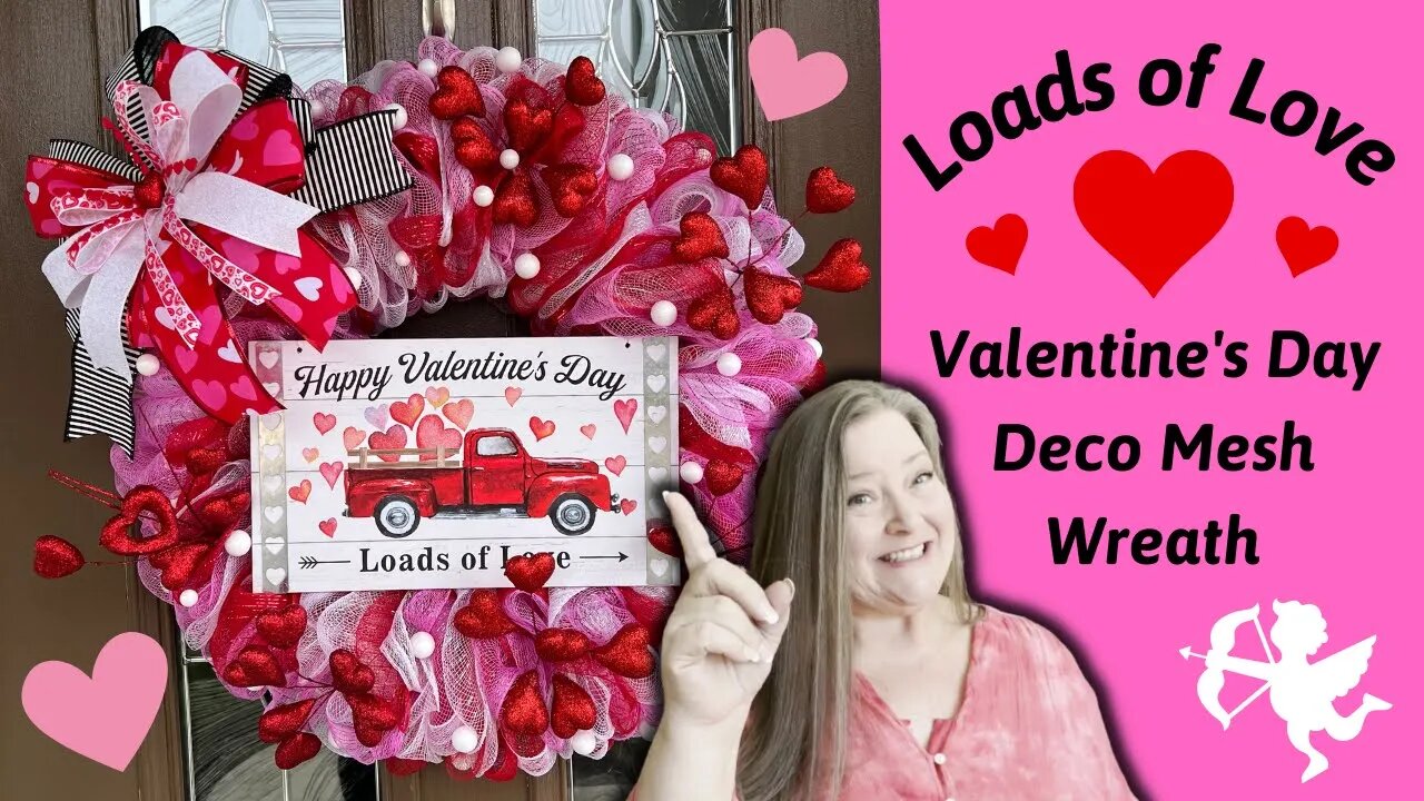 Loads of Love Valentine's Day Deco Mesh Wreath Tutorial ~ Valentine DIY ...