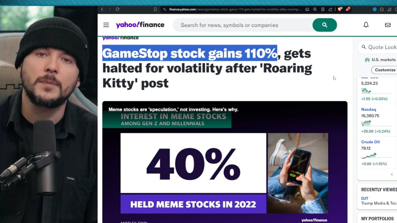 Gamestop Stock SOARS 110%, MEME STOCKS ARE BACK, Roaring Kitty RETURNS ...