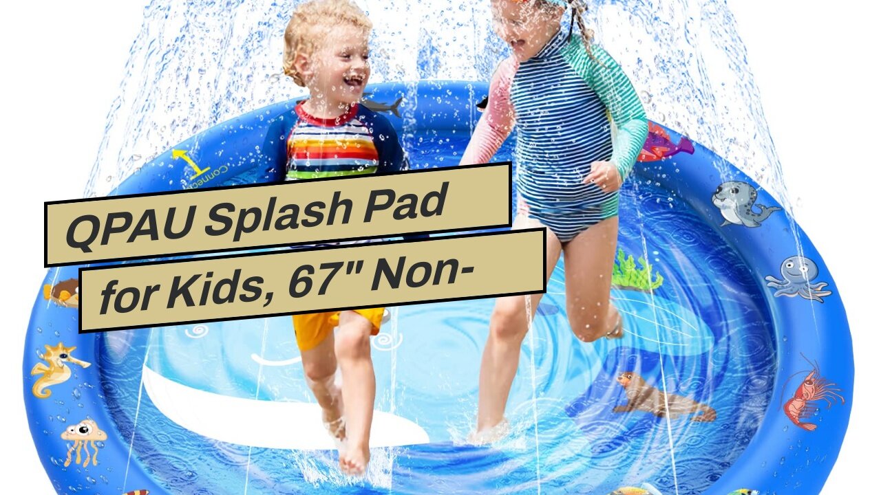 QPAU Splash Pad for Kids, 67" Non-Slip Splash Pad for Backyard ...