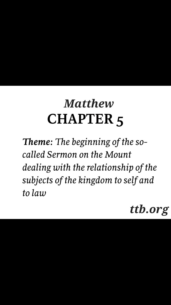 Matthew Chapter 5 (Bible Study)