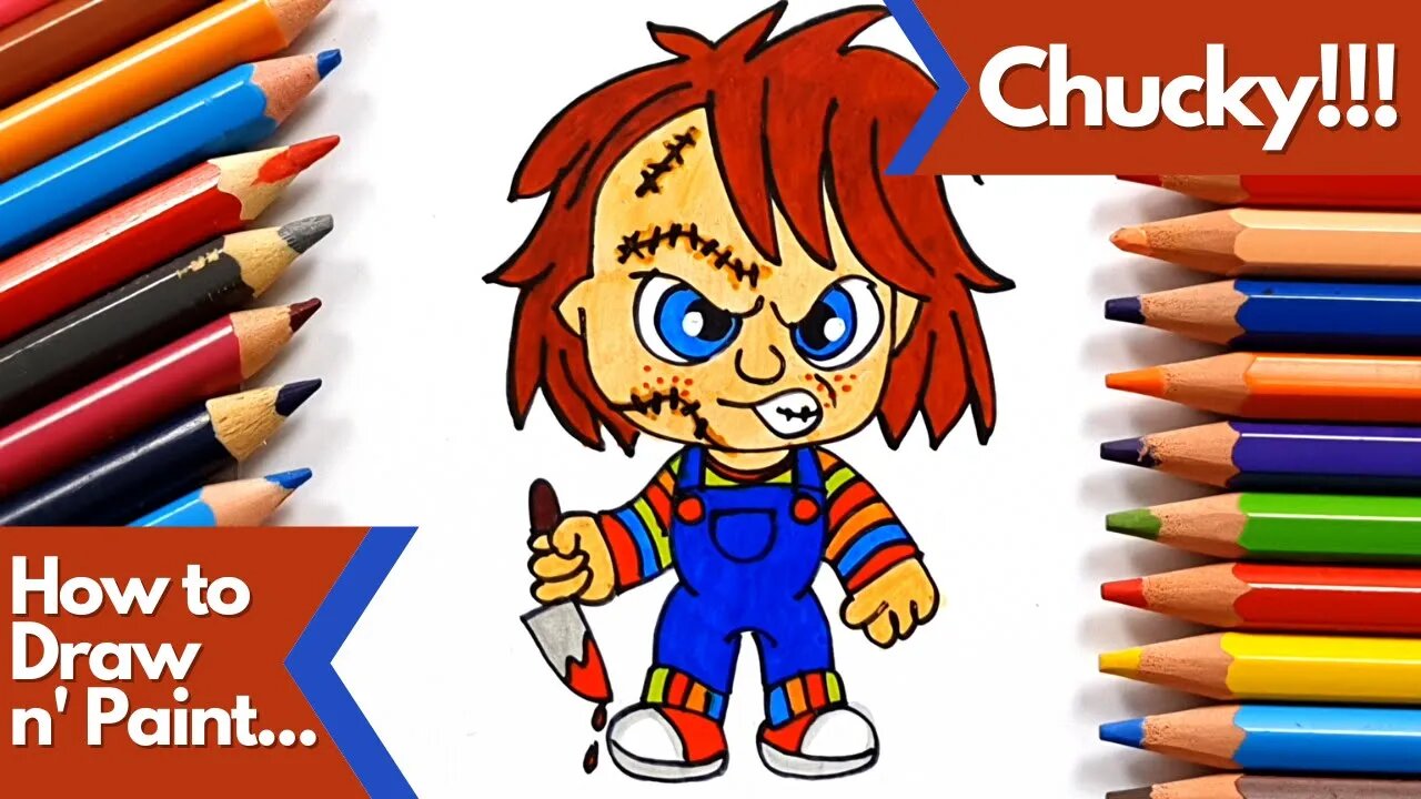 How to draw and paint Chucky from Child's Play