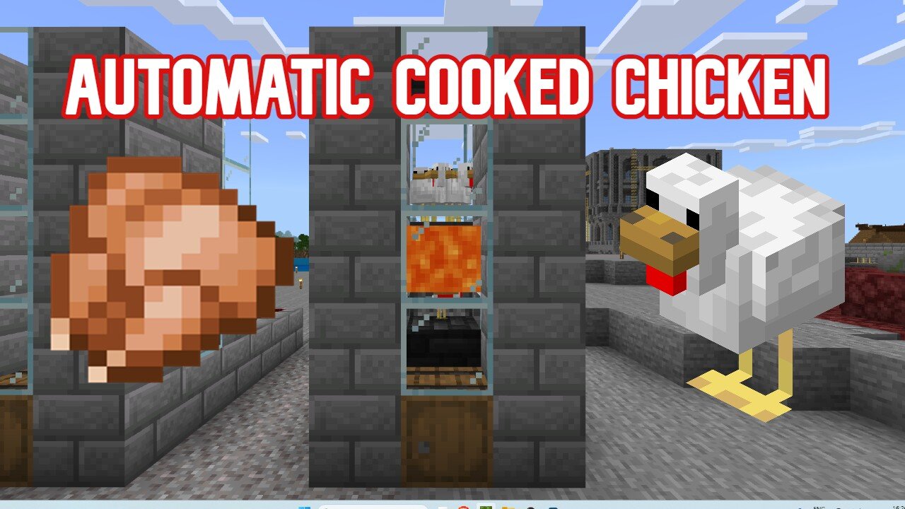 Easy Automatic Cooked Chicken Farm Minecraft Bedrock 120 Mcpexboxps4switchwindows10