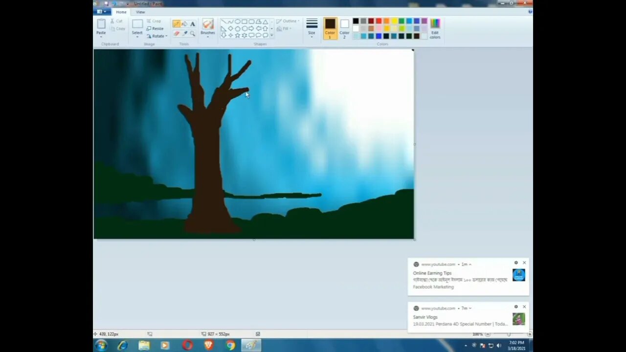 beautiful moonlight scenery in Ms paint | Ms paint tutorial | Ms paint ...