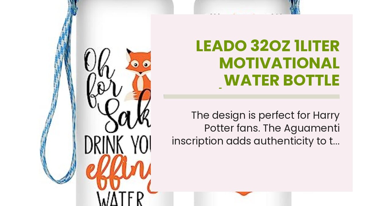 LEADO 32oz 1Liter Motivational Water Bottle wTime Marker - Aguamenti ...