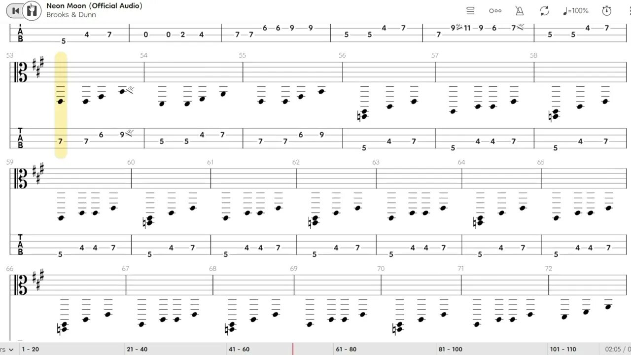 Brooks and Dunn - neon moon (Bass TAB)