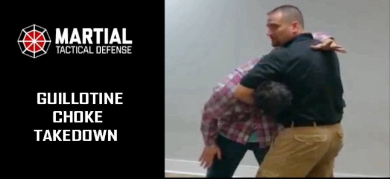 Guillotine choke takedown