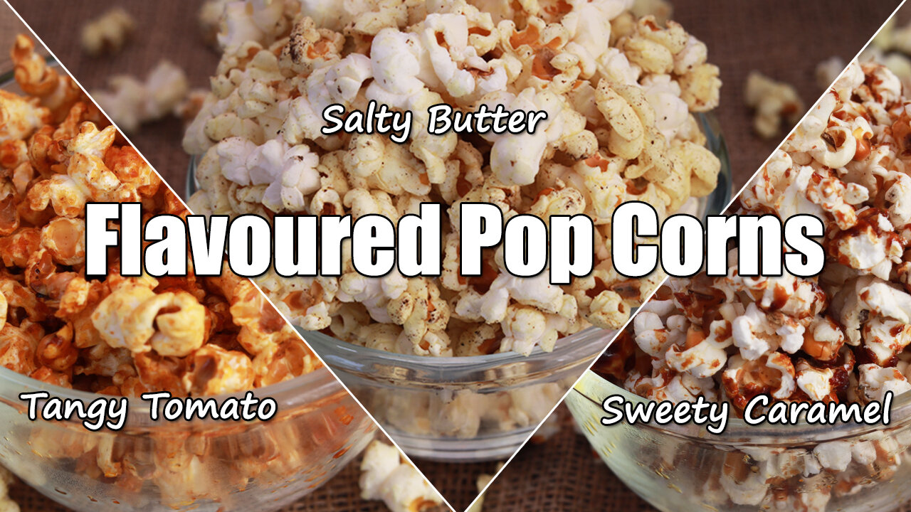 Three Flavoured Popcorns🍿| Tomato flavor | Butter flavor | Caramel ...