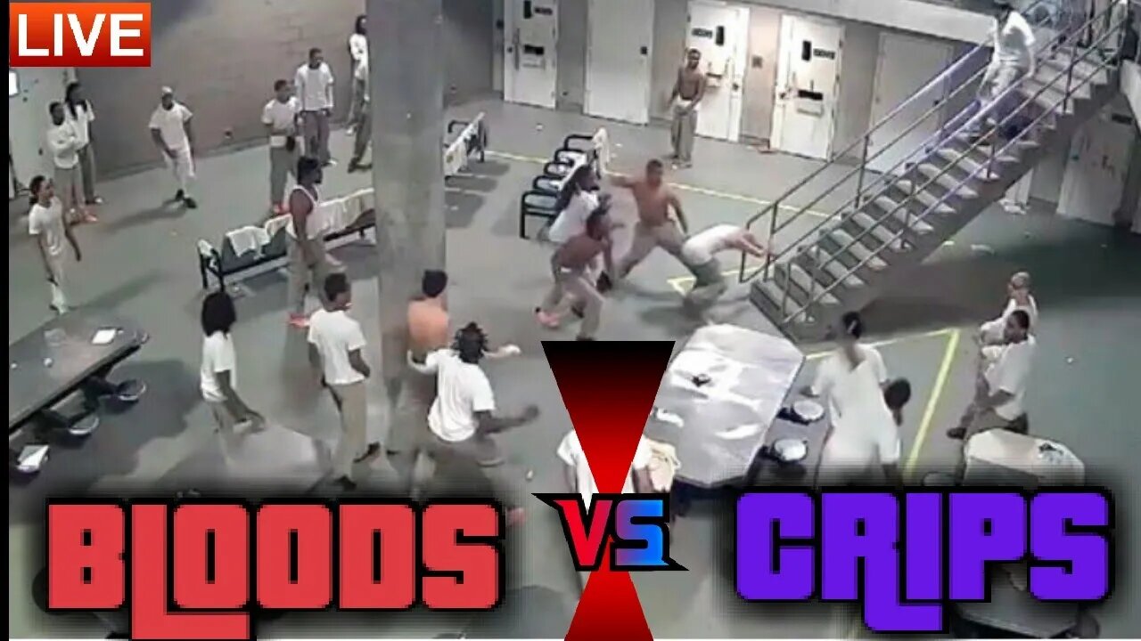 Bloods & Crips At WAR !! White Dude STABBED UP & Dies - FLORIDA PRISON LIVE