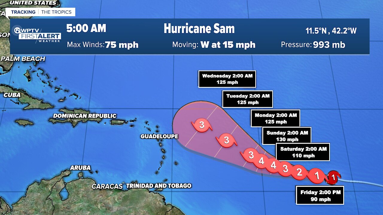 Hurricane Sam forms, expected to reach major hurricane strength over ...